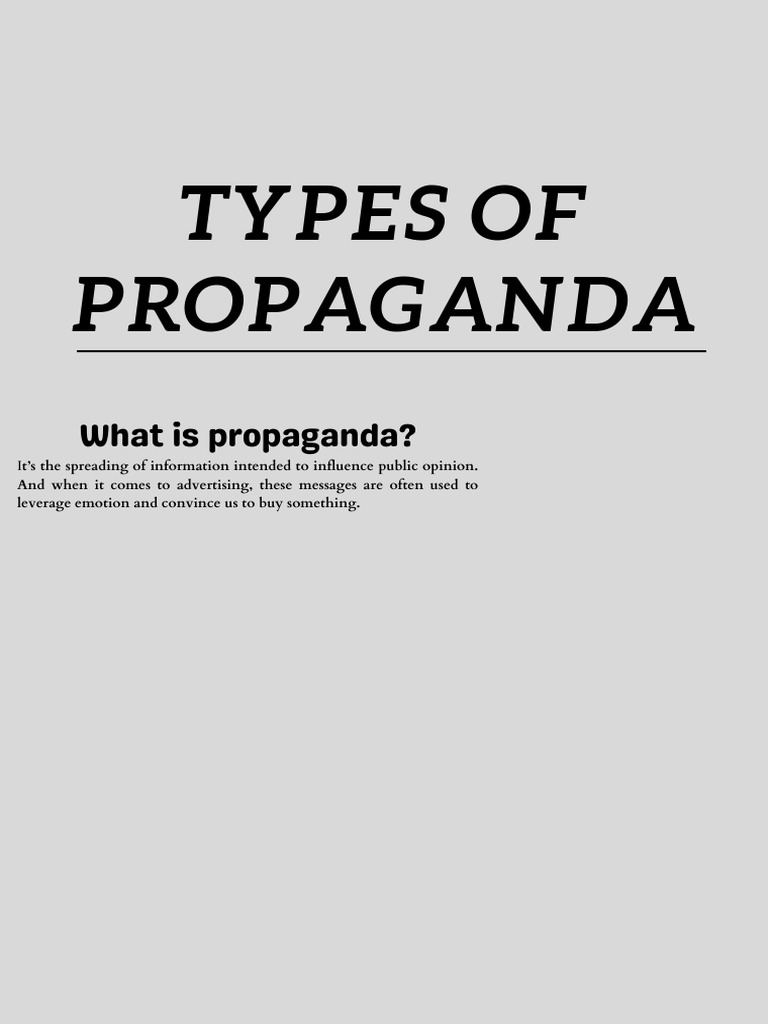 Types of Propaganda | PDF | Propaganda | Advertising