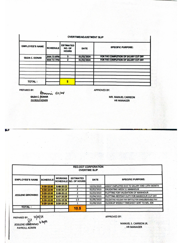 Overtime Form | PDF
