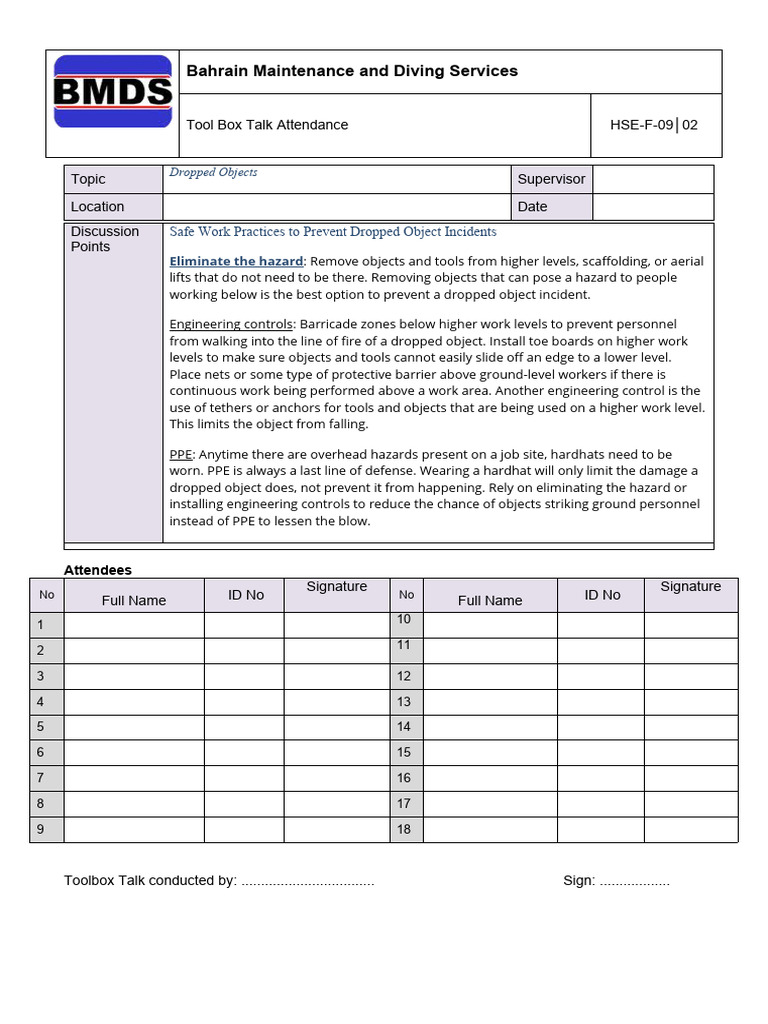 Dropped Object | PDF | Personal Protective Equipment | Labor Relations