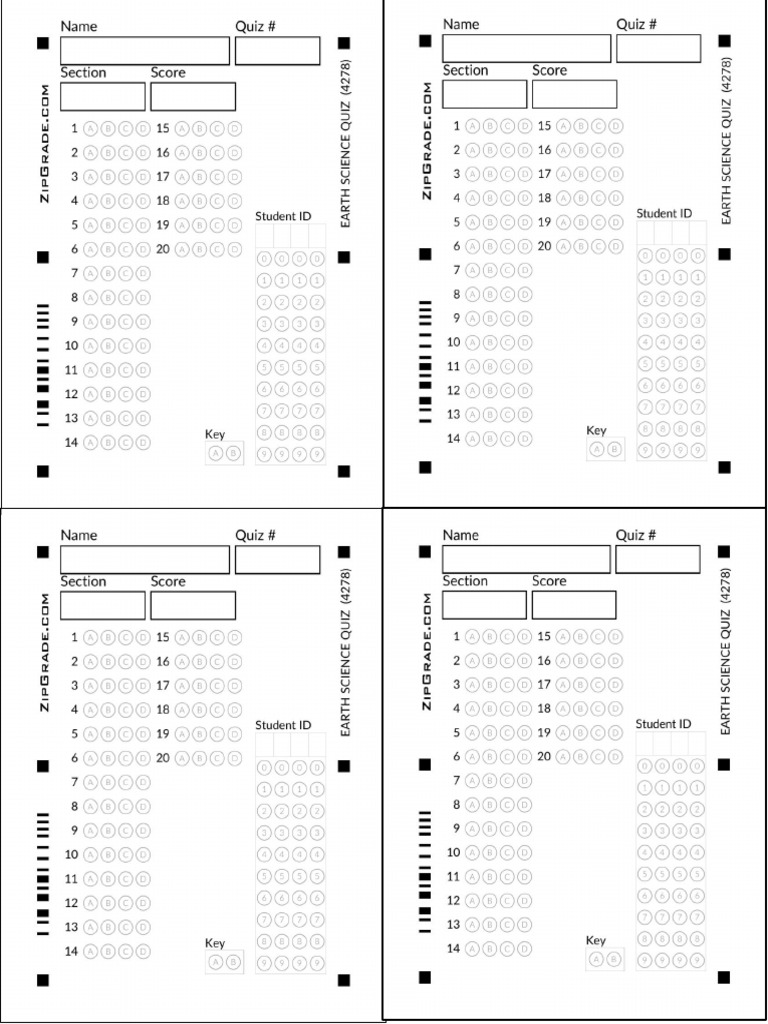 Zipgrade Quiz Answersheet-1 | PDF