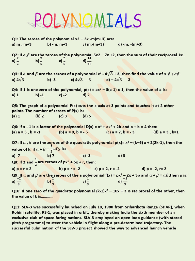 Polynomials 1 | PDF