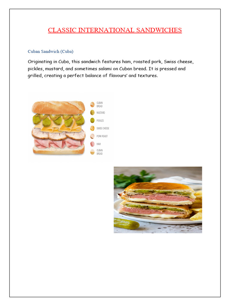 Classic International Sandwiches Guide | PDF | Sandwich | Pickling