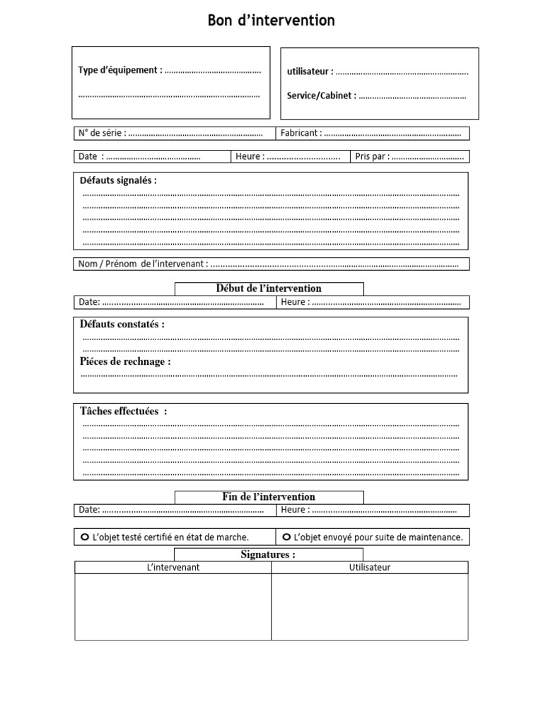 Modele Bon D Intervention – Modèle De Fiche D’Intervention Word – MIJKMZ