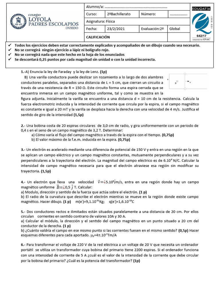 Exa Global 2 Eva | PDF | Corriente eléctrica | Campo magnético
