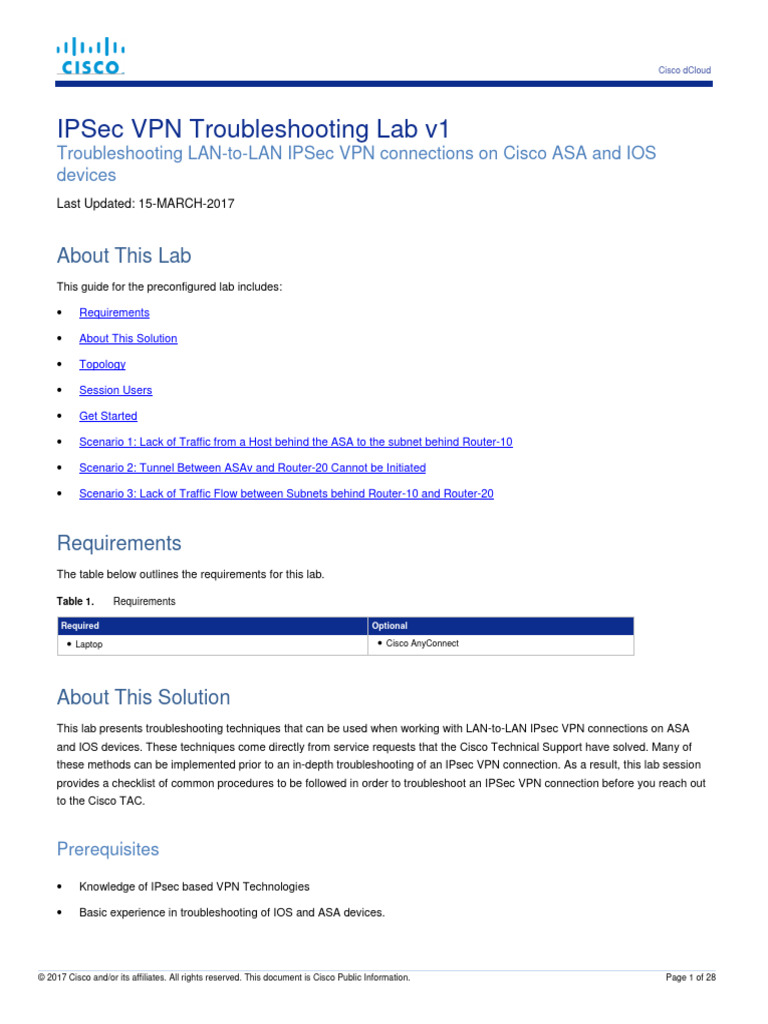 IPSec VPN Troubleshooting Lab Guide | PDF