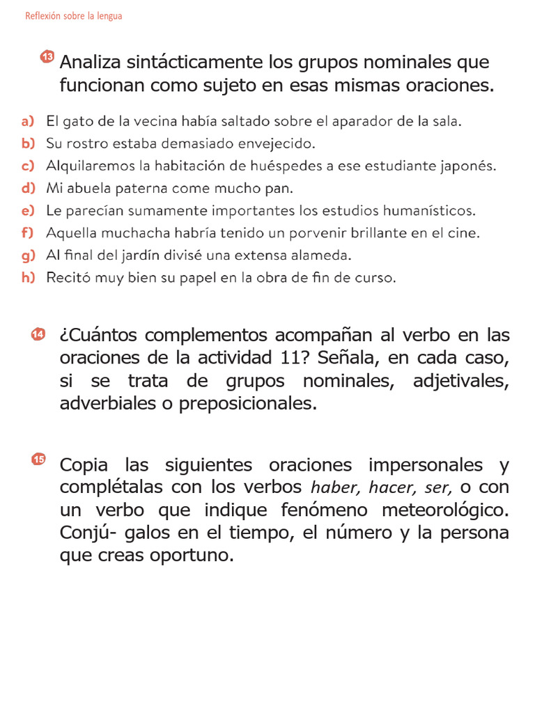 Ejercicios de grupos sintácticos 2 ESO | PDF | Asunto (gramática) | Verbo