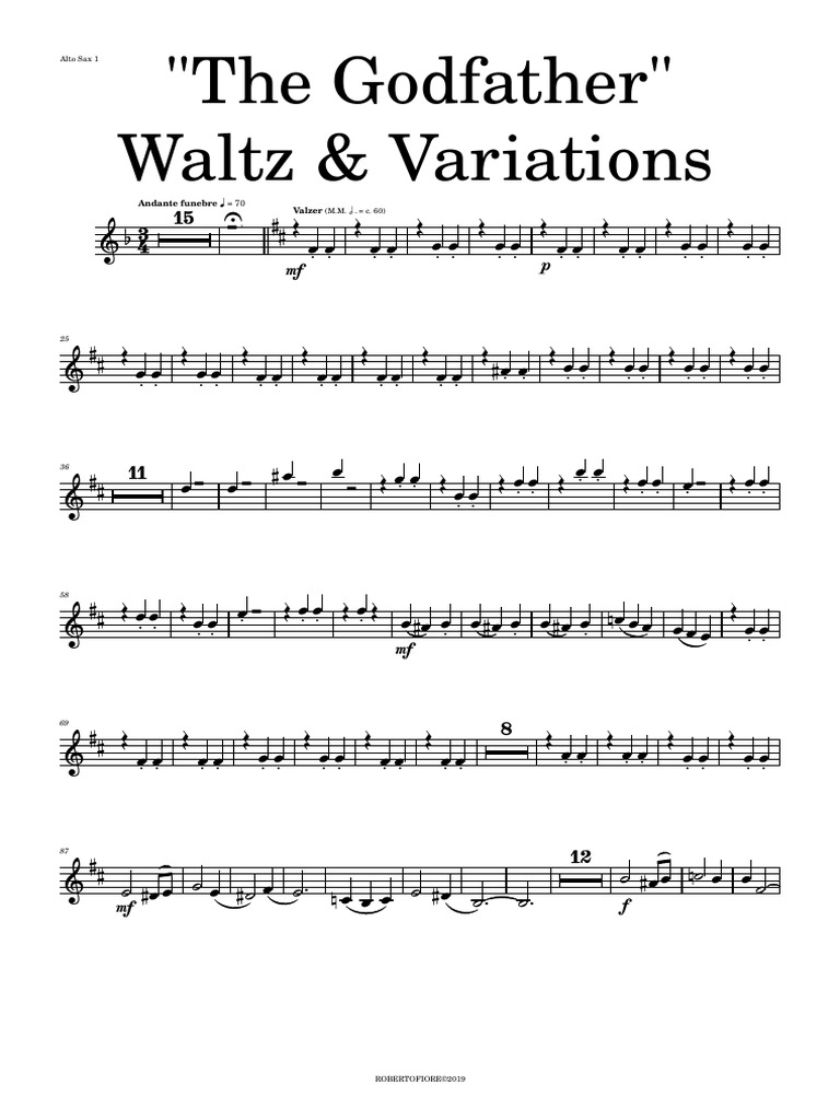 The Godfather Waltz Variations Nt Symphony Alto Sax 1