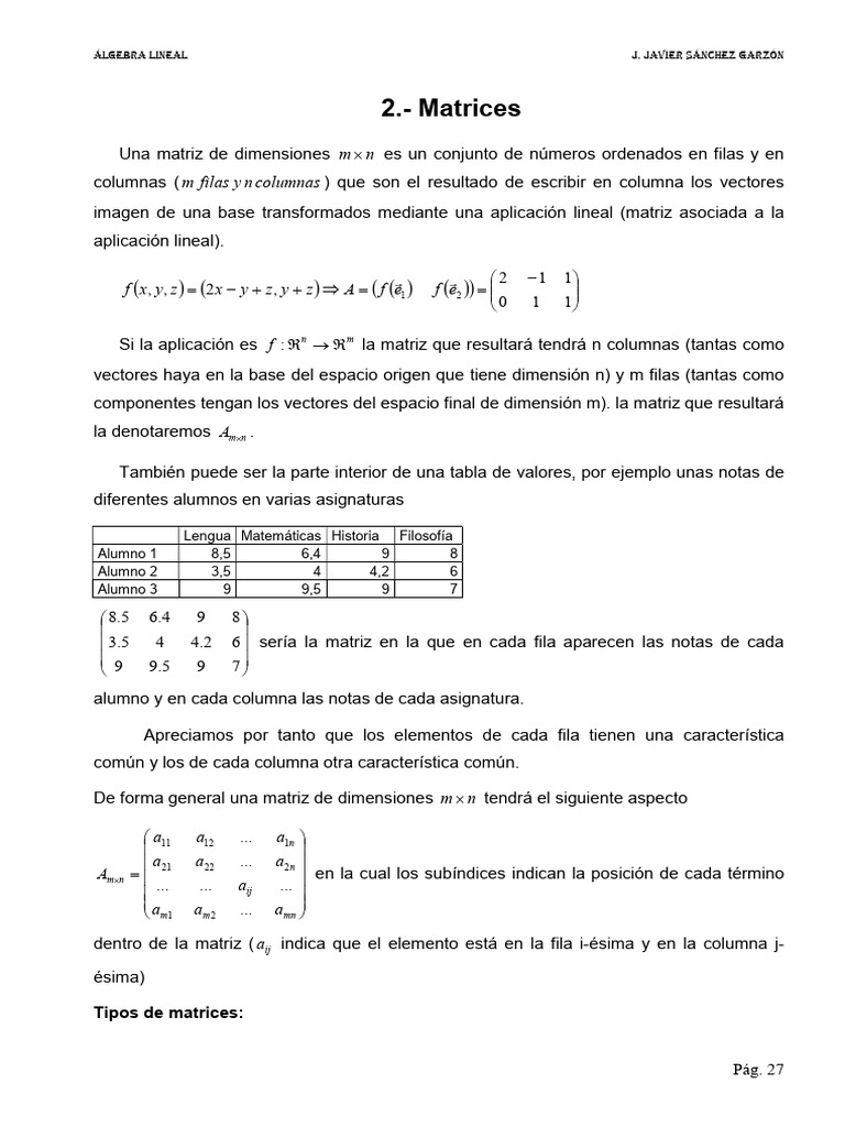 Tema 5 Matrices | PDF | Matriz (Matemáticas) | Espacio vectorial