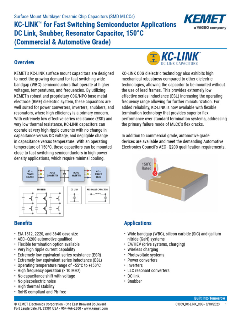 Kem C1039 KC Link C0G-3316112 | PDF | Capacitor | Manufactured Goods