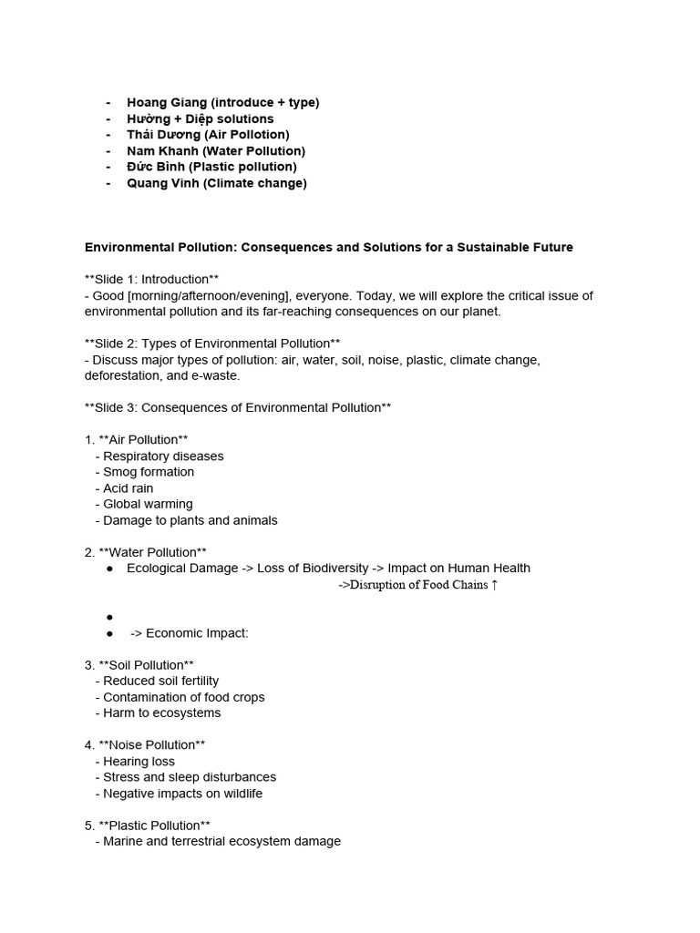 Environmental Pollution - Consequences and Solutions For A Sustainable ...