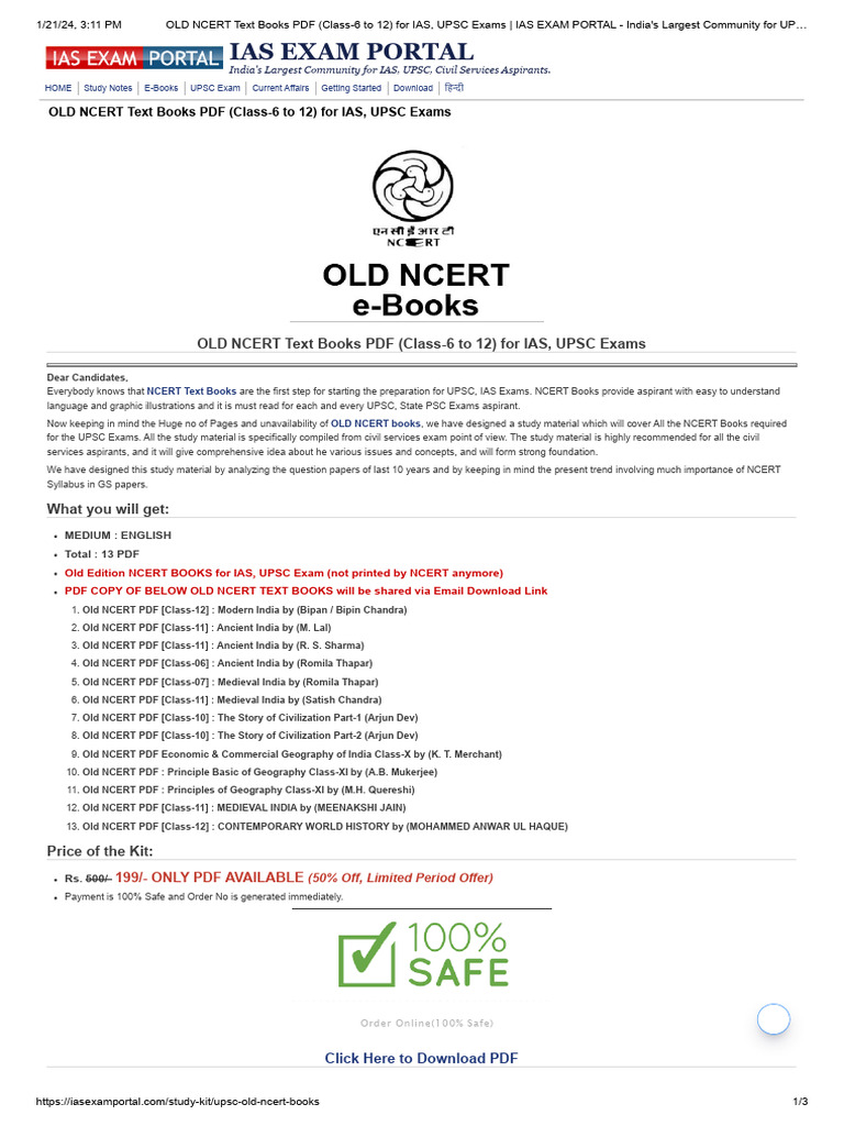 Old NCERT Books for UPSC Preparation | PDF | Books