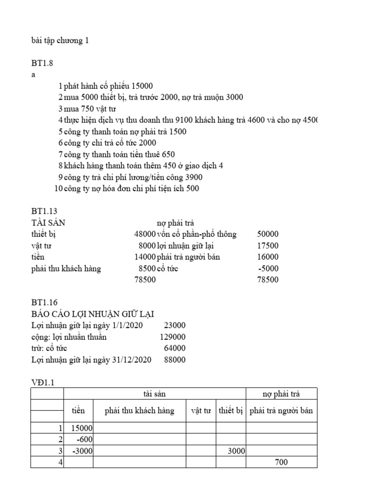 Bai Tap Chuong 1 | PDF