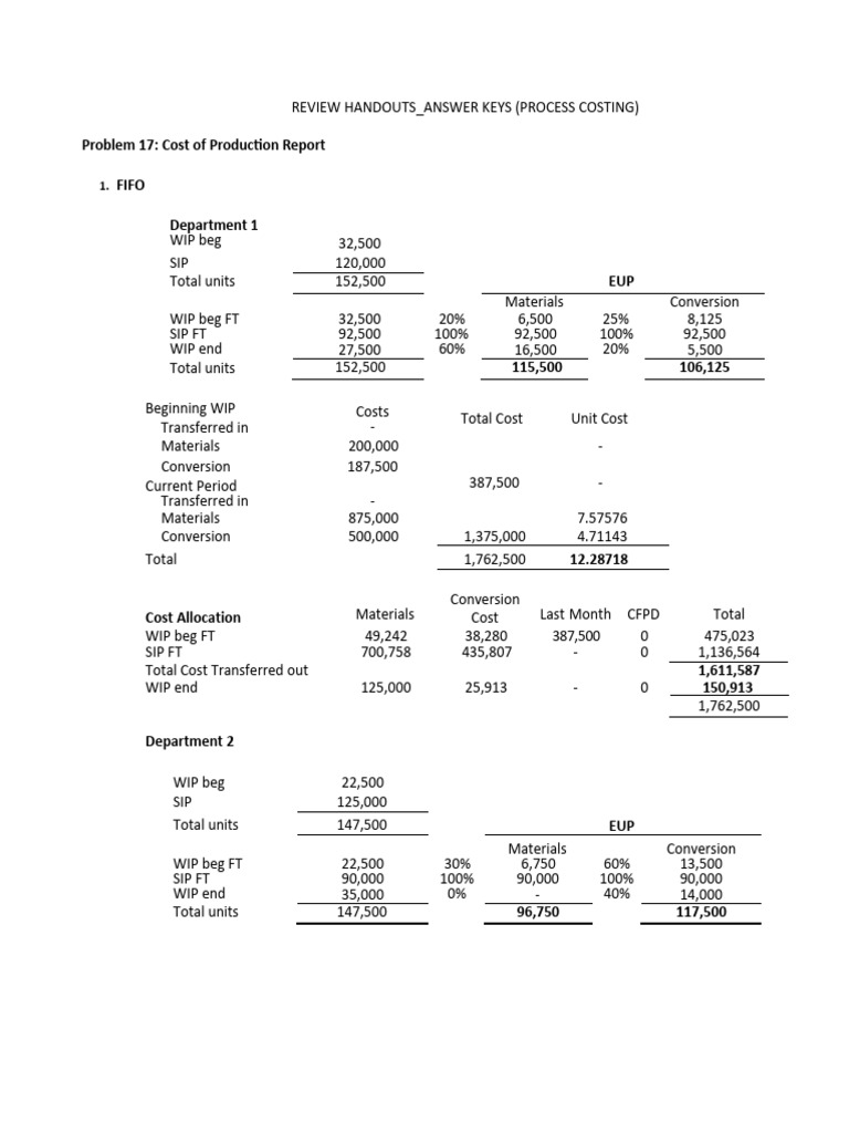 Review Handouts - Process Costing | PDF | Technology & Engineering