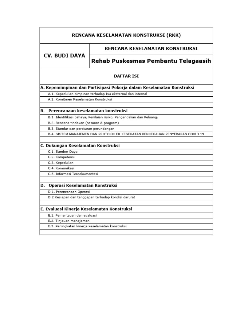 RKK Puskes Telgasih-Cv. Budi | PDF