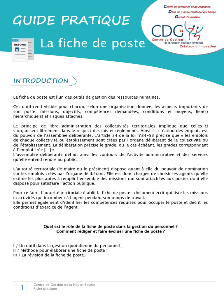Fiche Pratique - La Fiche de Poste 0 | PDF | Gouvernement