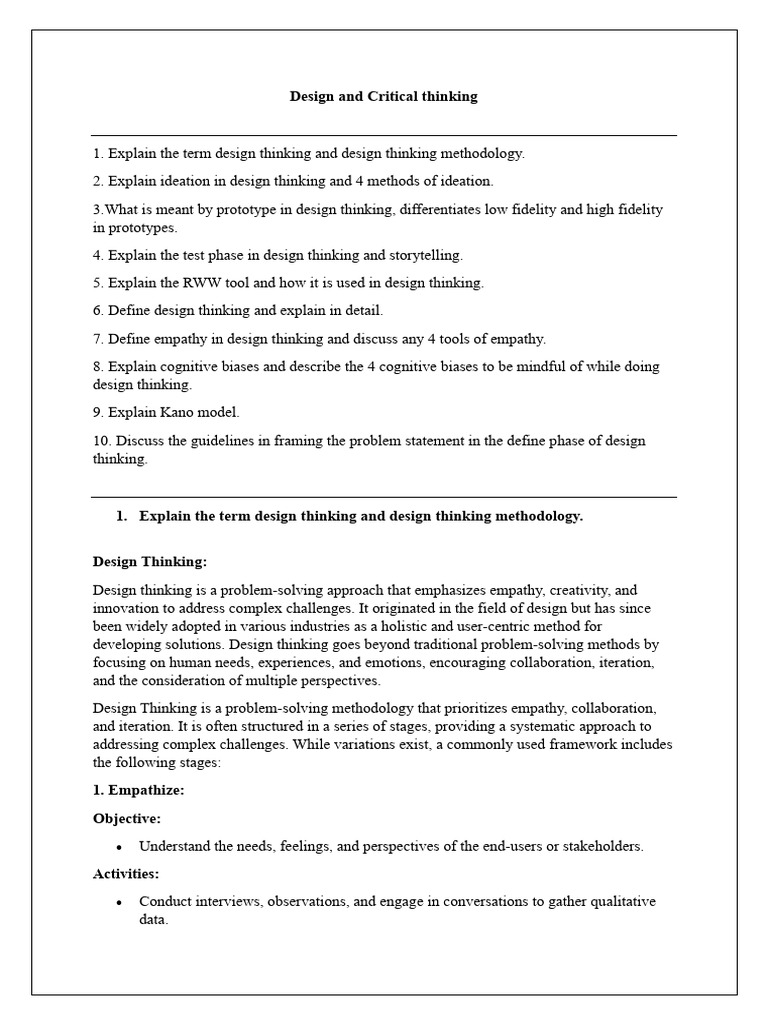 Design and Critical Thinking | PDF | Design Thinking | Usability