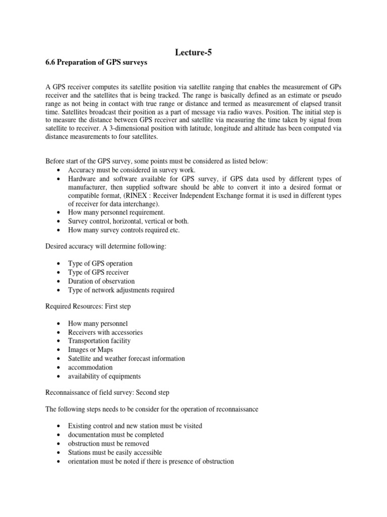 Lecture 30 | Download Free PDF | Surveying | Global Positioning System Lecture 30 | Download Free PDF | Surveying | Global Positioning System