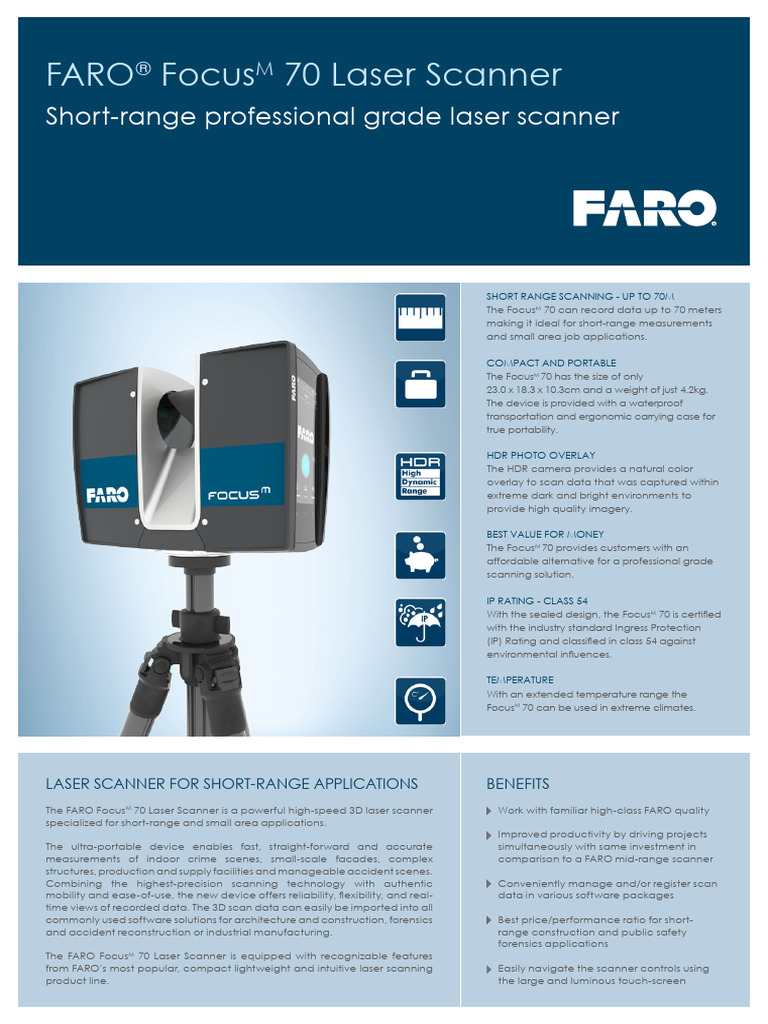 Faro Focus M 70 Tech Sheet - 0 | PDF | Image Scanner | Touchscreen