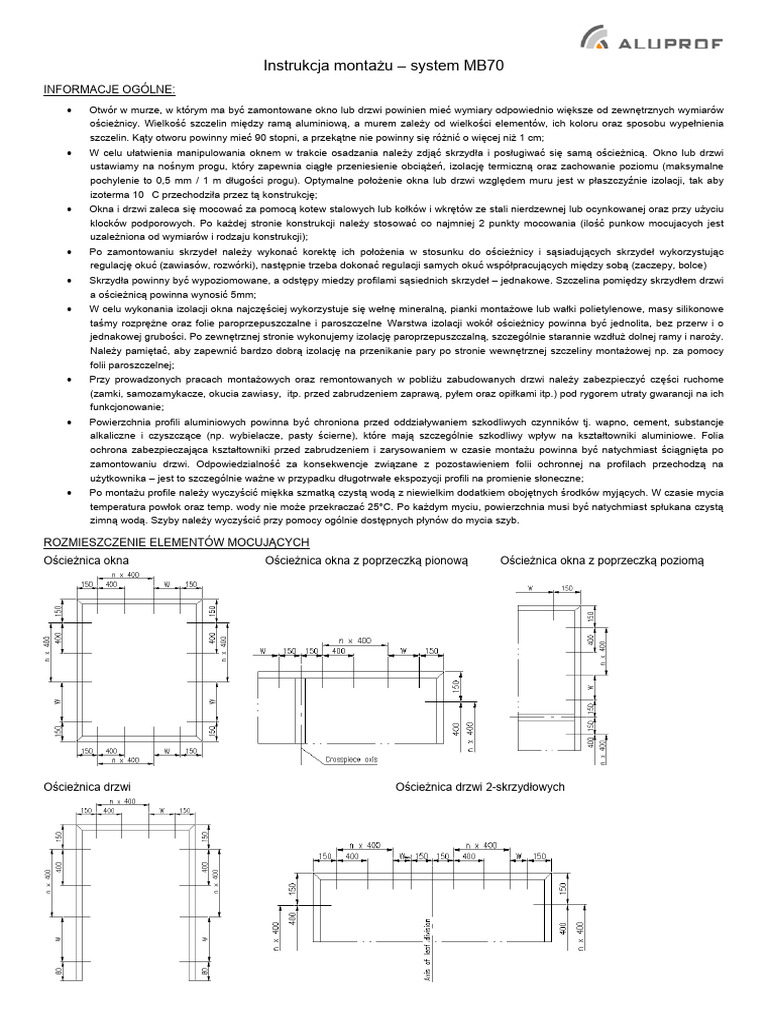 Instrukcja Montażu MB-70 - Kopia - Kopia | PDF