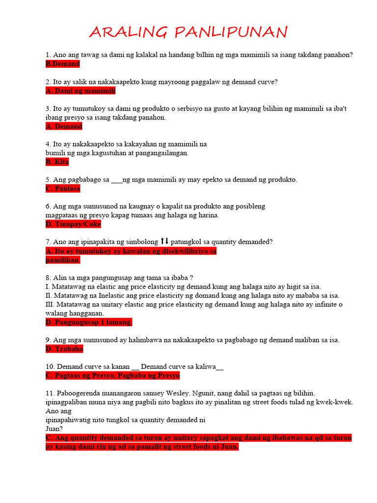 Araling Panlipunan | PDF