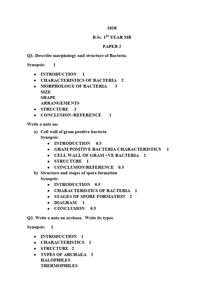 Moi BSC 1 Yr MB Model QP | PDF | Virus | Bacteria