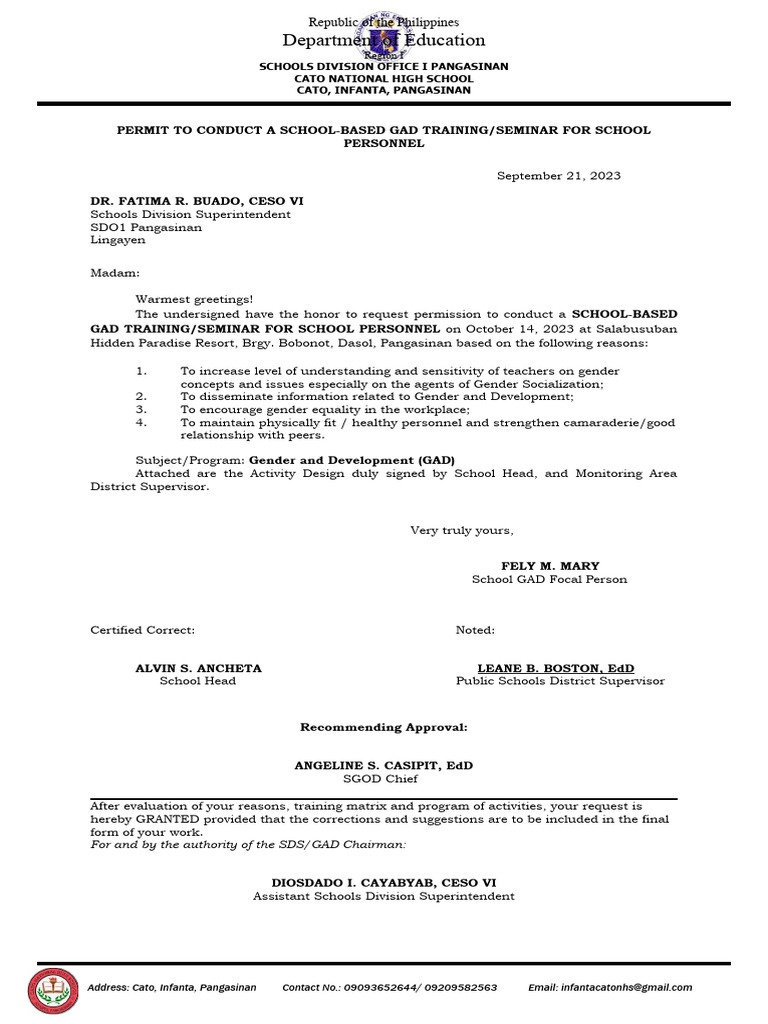 GAD 2023 Training Proposal CNHS | PDF | Gender | Gender Studies