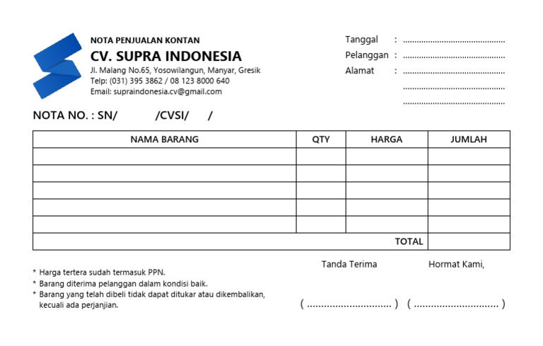 Nota Penjualan Kontan Logo | PDF