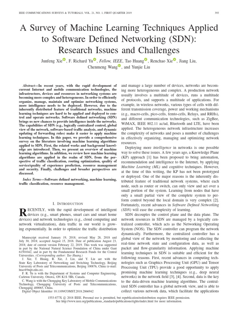 Machine Learning Techniques - SDN | PDF | Machine Learning | Computer ...