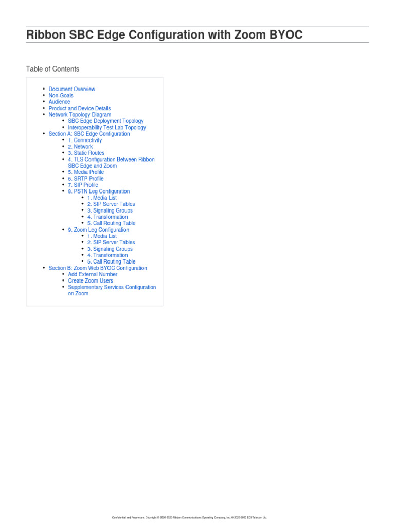 Ribbon SBC Edge Configuration With Zoom BYOC | PDF | Session Initiation ...