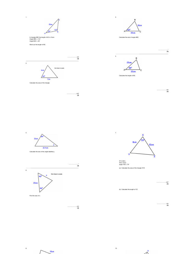 sine-and-cosine-rule-qp | PDF | Triangle | Elementary Mathematics