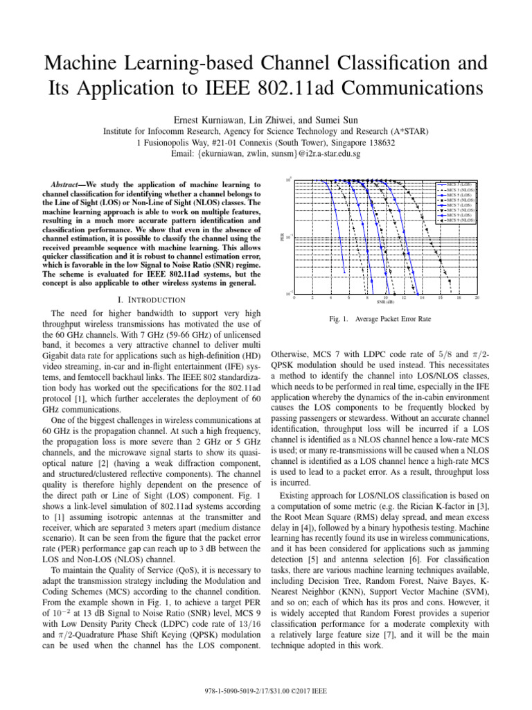 Machine Learning Based Channel Classification Done | PDF | Ieee 802.11 | Signal To Noise Ratio