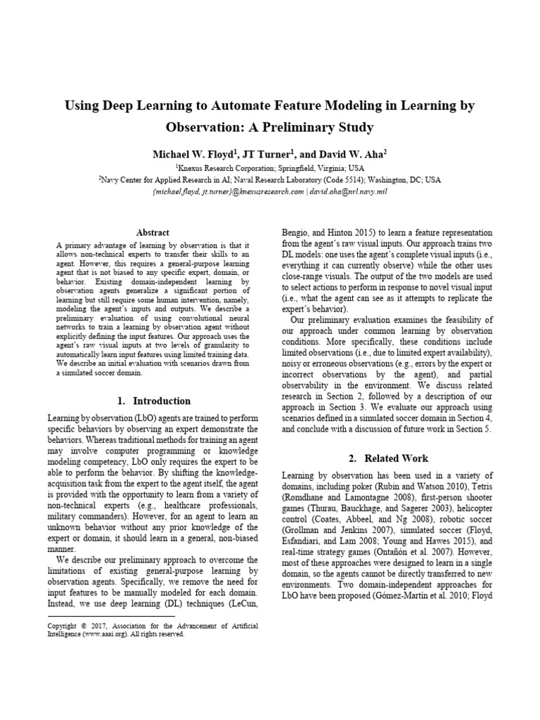 Deep Learning Feature Modeling | PDF | Cognition | Computer Science
