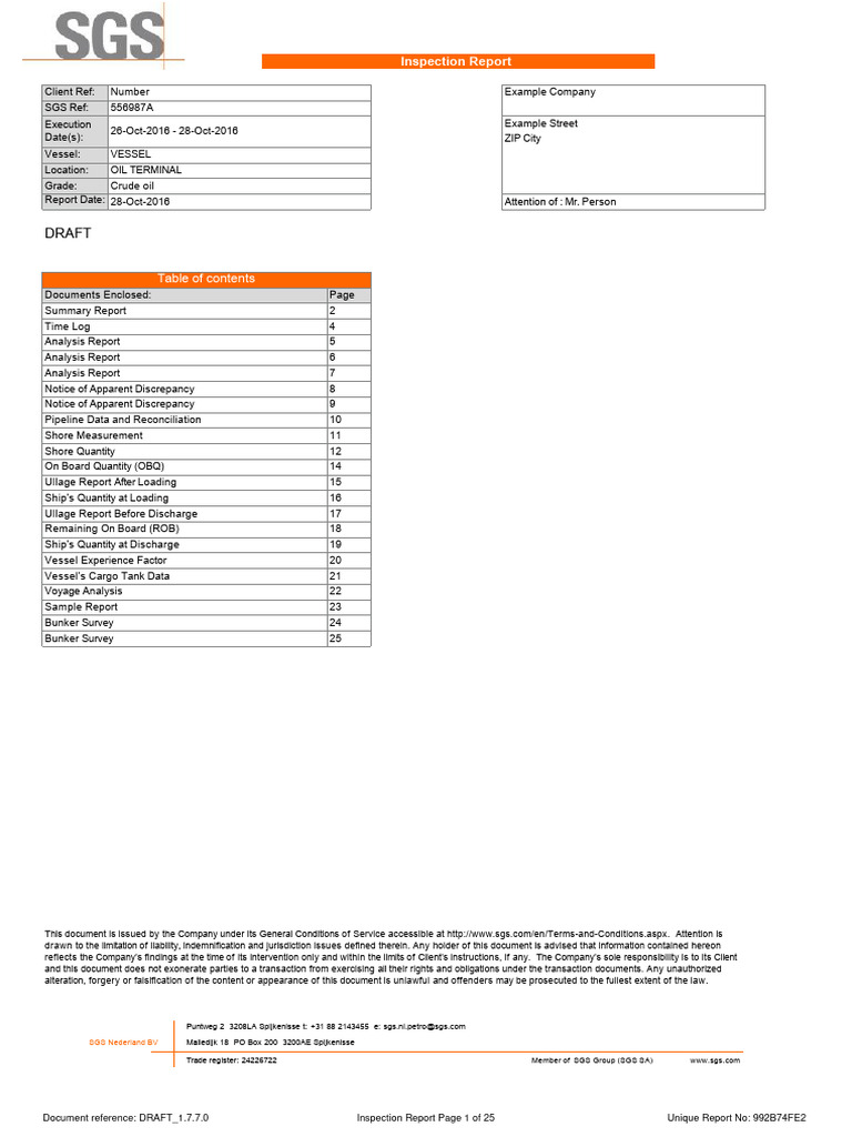 SGS 501 Crude Oil Inspection Report | PDF | Barrel (Unit)