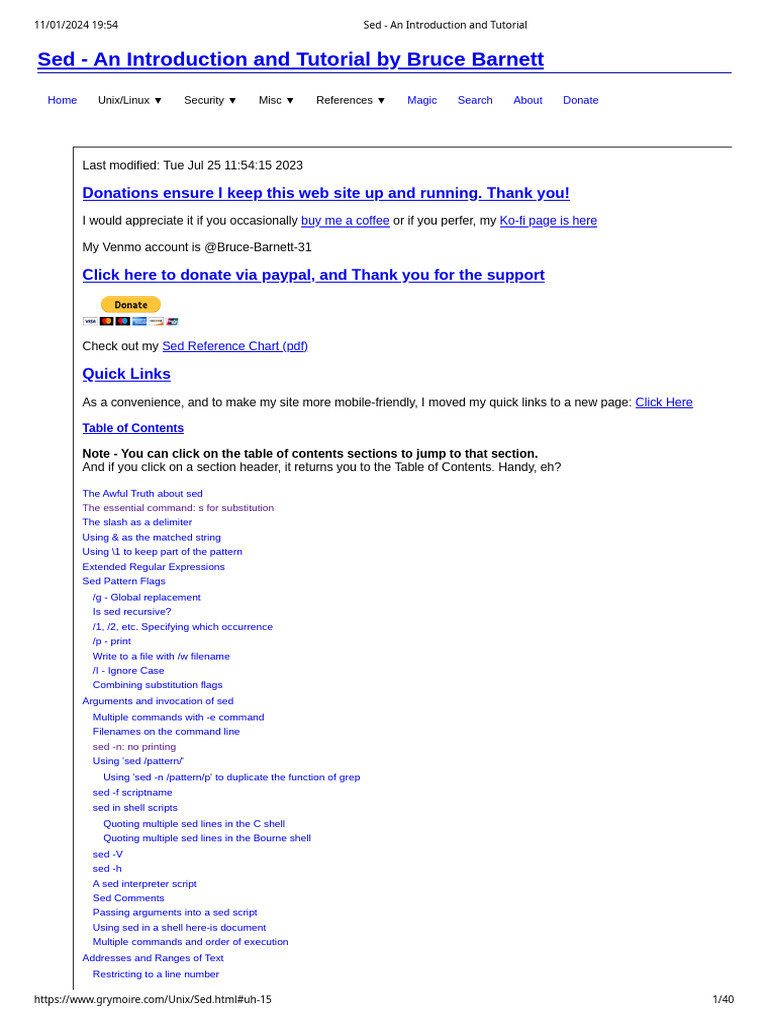 Sed - An Introduction and Tutorial | PDF | Computer Science | Unix