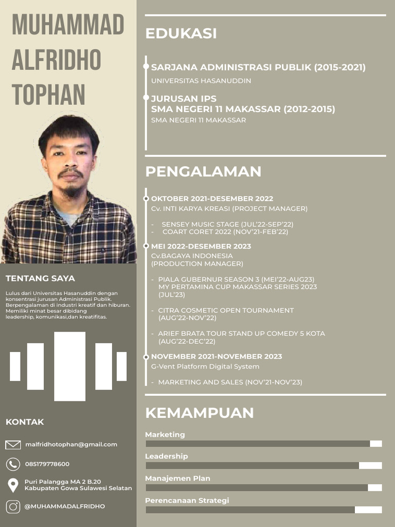 CV - Muhammad Alfridho Tophan | PDF