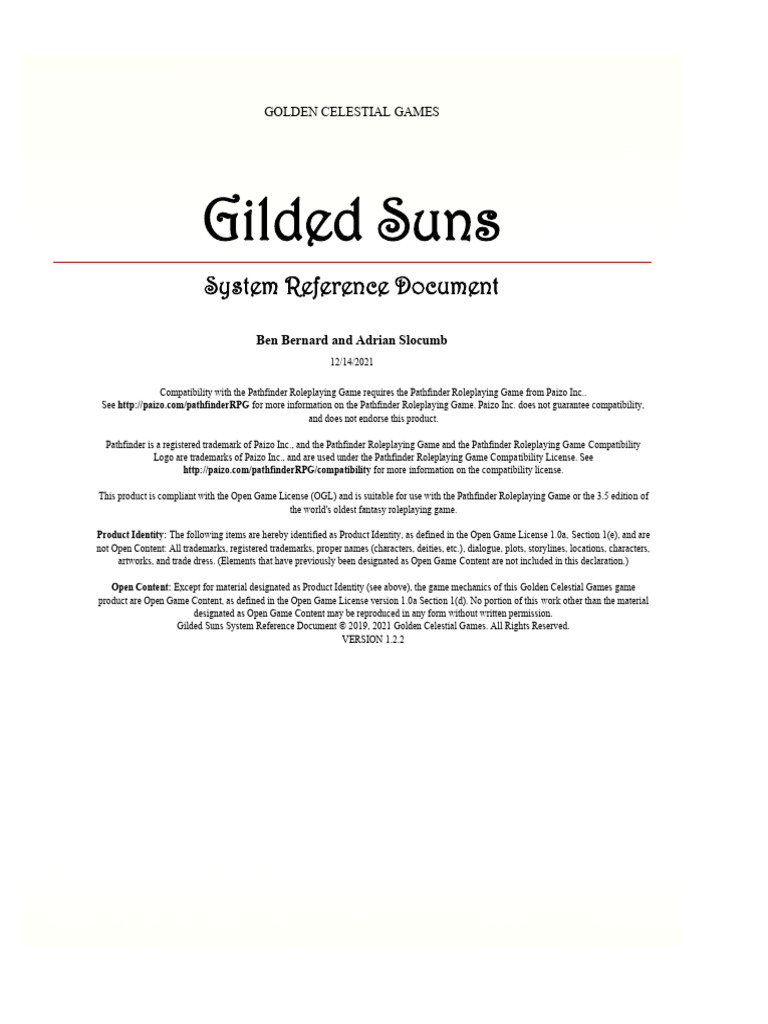 Gilded Suns SRD | PDF | Elf (Dungeons & Dragons)