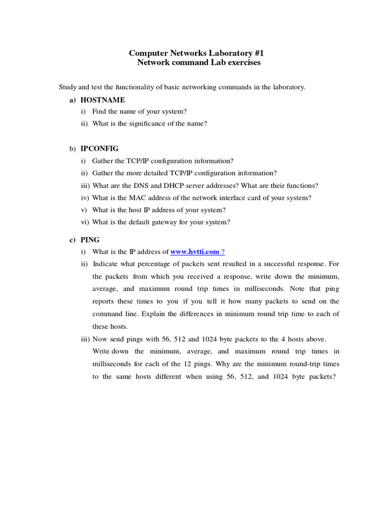Network Lab 1 | PDF | Ip Address | Computer Network