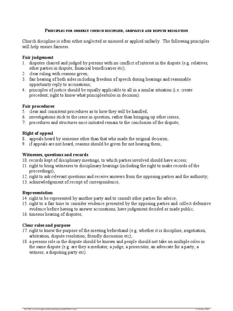 Principles For Orderly Church Discipline | PDF