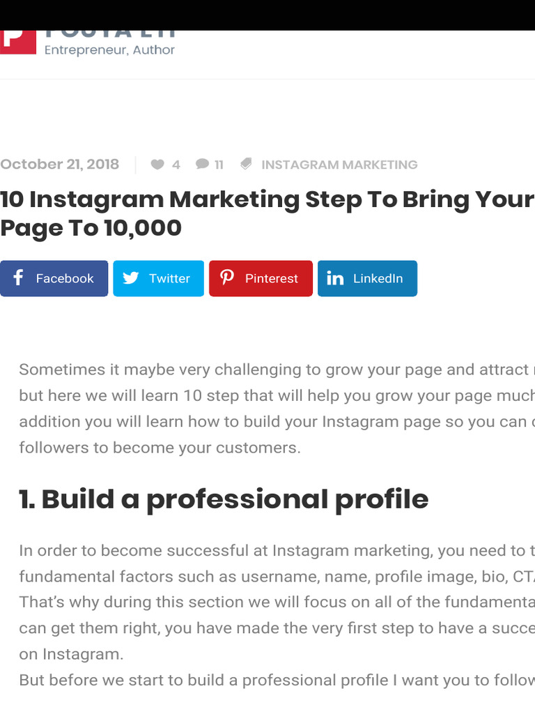 10 Instagram Marketing Step To Bring Your Instagram Page To 10,000 ...