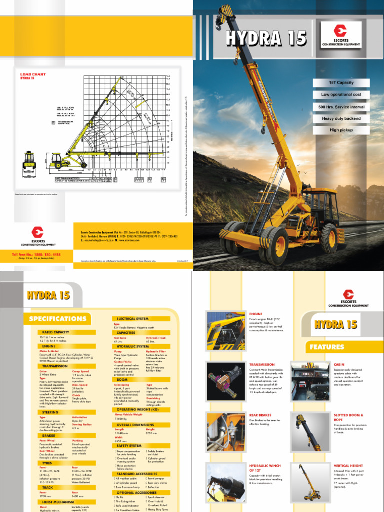 15 Ton Pick & Carry Crane (Model - Hydra 15 - 4P) | PDF