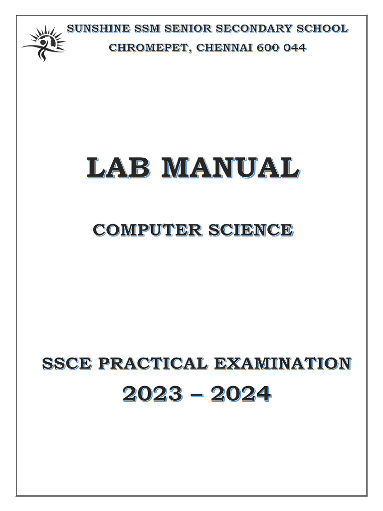 Ssce Computer Science Lab Manual - 2023-2024 | PDF | Filename | Text File
