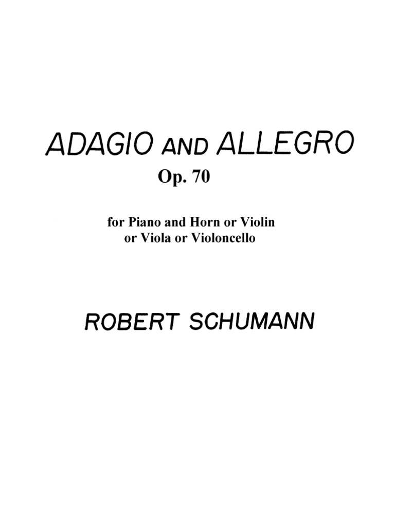 SCHUMANN, Robert - Adagio and Allegro Op 70 - Va PF | PDF