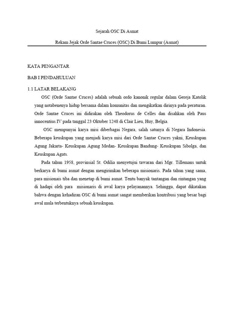 Sejarah OSC Di Asmat | PDF