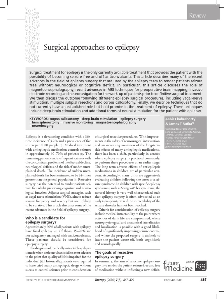 Surgical Approaches To Epilepsy Pdf Magnetoencephalography