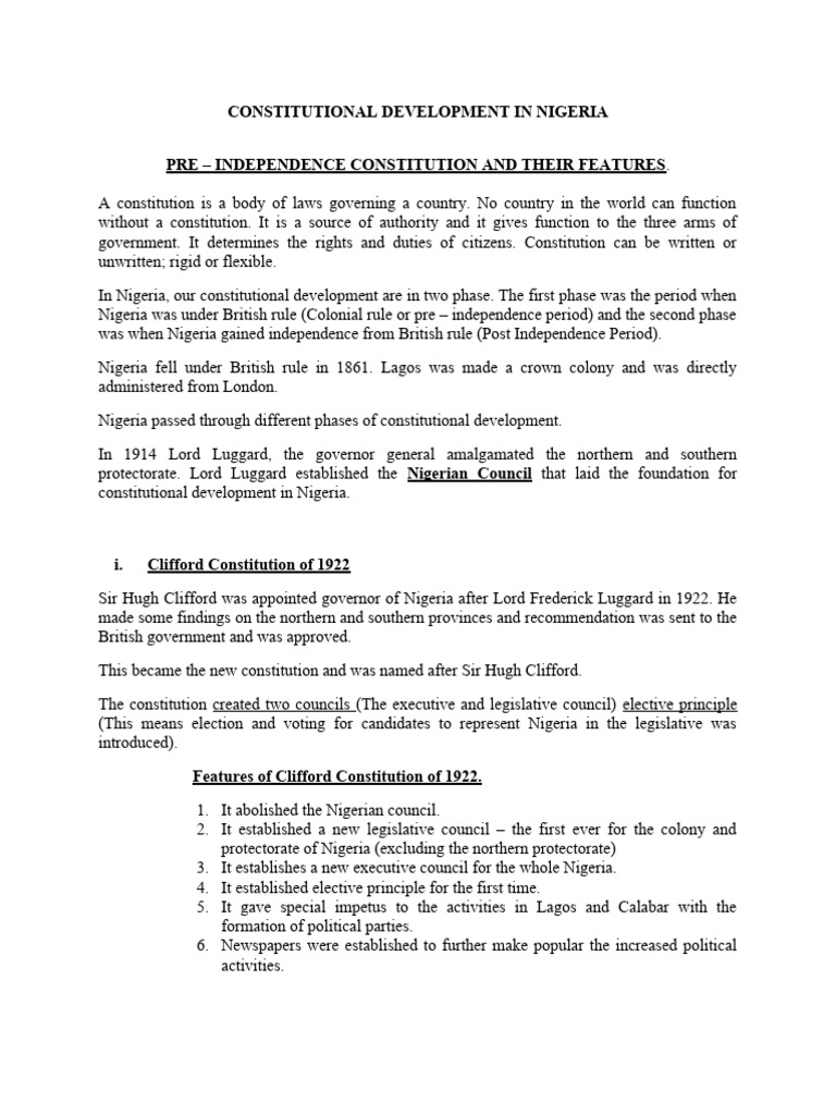 Constitutional Development in Nigeria Yr 11 | PDF | Supreme Courts ...