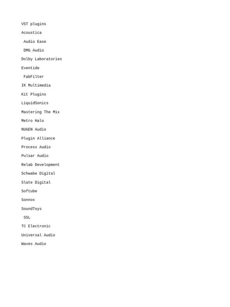 Top VST Plugin Brands Overview | PDF | Art | Technology & Engineering