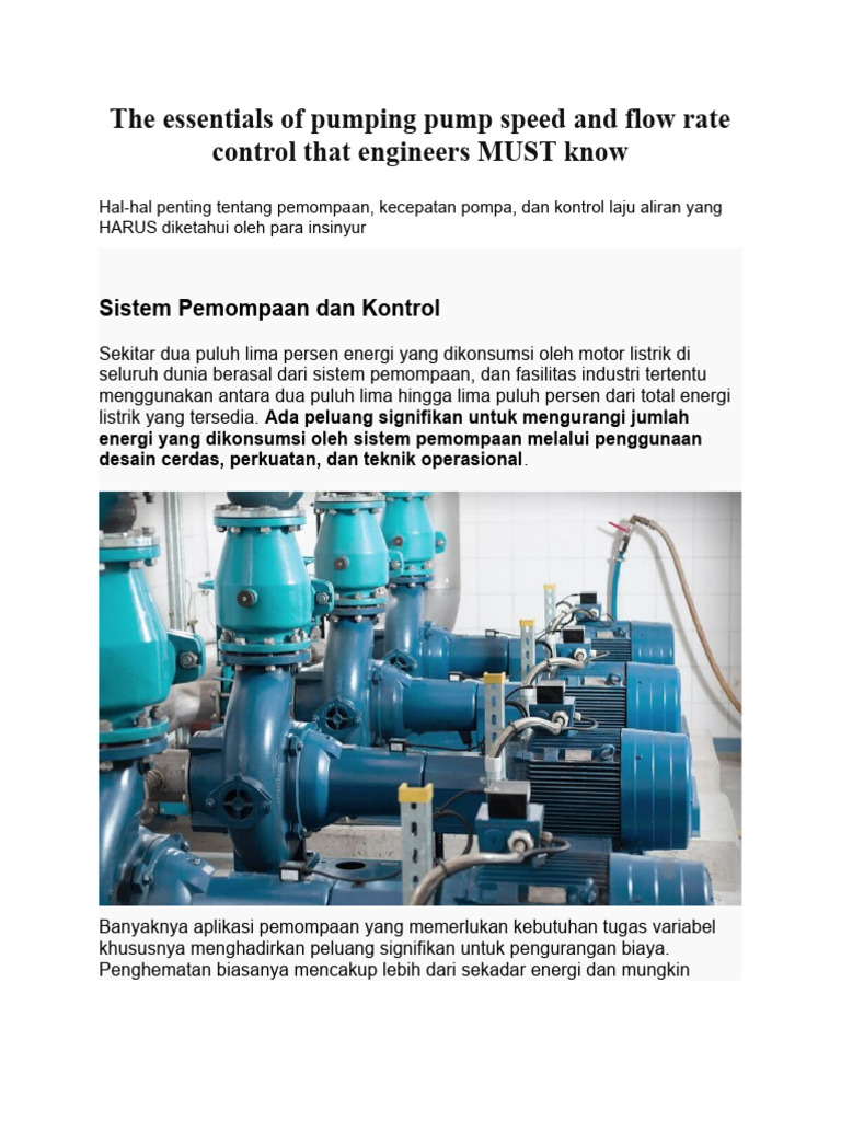 The Essentials of Pumping Pump Speed and Flow Rate Control That ...