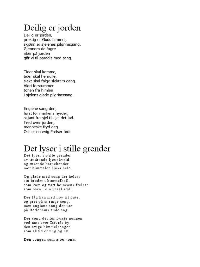 Deilig Er Jorden en Stjerne Skinner I Natt Det Lyser I Stille Grender ...