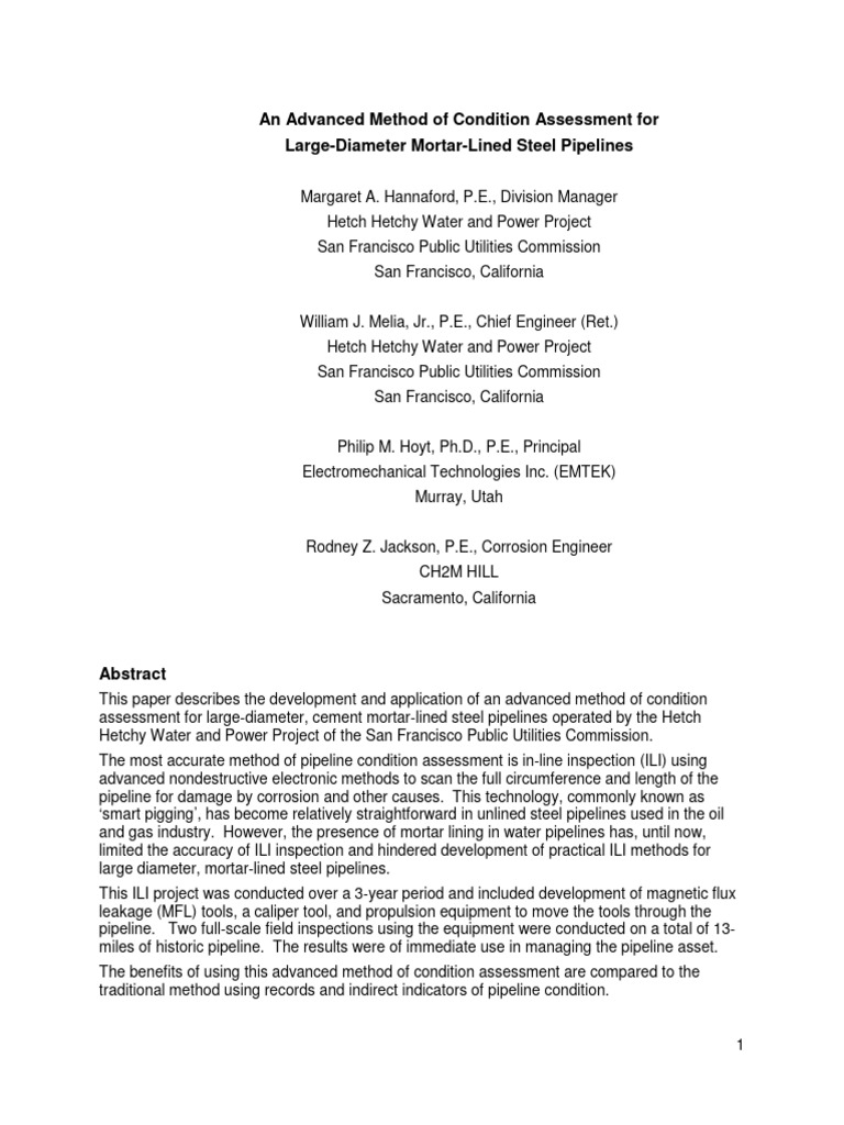 2010 An Advanced Method of Condition Assessment For Large Diameter ...