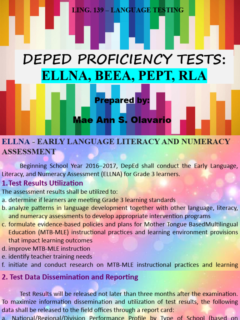 Group 8 Deped Proficiency Tests Topic #3 - OLAVARIO, MAE ANN S. | PDF ...